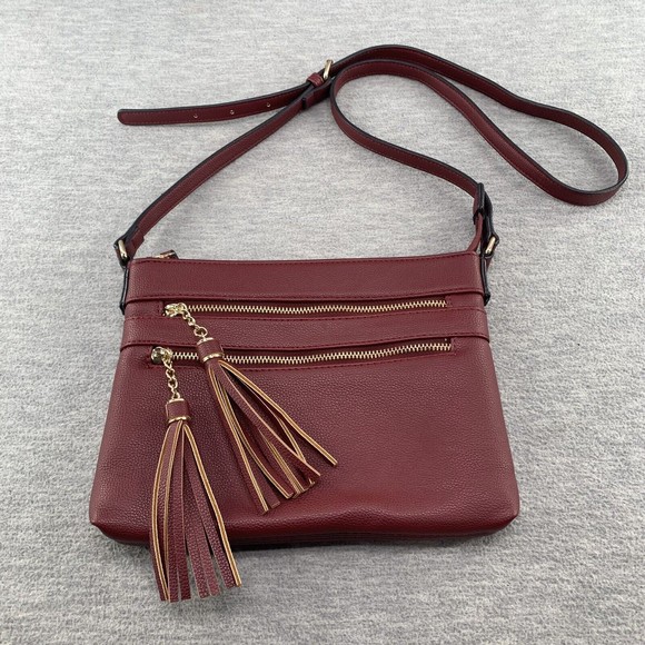 Brentano | Bags | Brentano Red Crossbody Purse Double Zip With Tassles ...